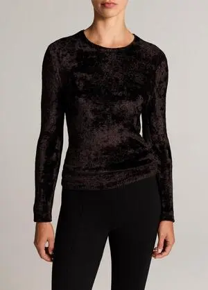 Vince Women's Velvet Eyelash Crew Neck Sweater Black