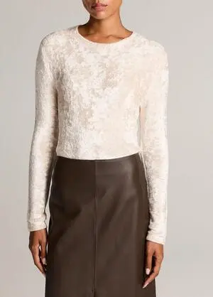 Vince Women's Velvet Eyelash Crew Neck Sweater Cream