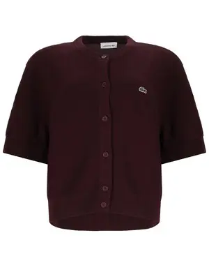 Lacoste Cardigan In Misto Cotone E Lana - Brown