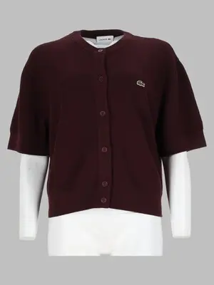 Lacoste Cardigan In Misto Cotone E Lana - Brown