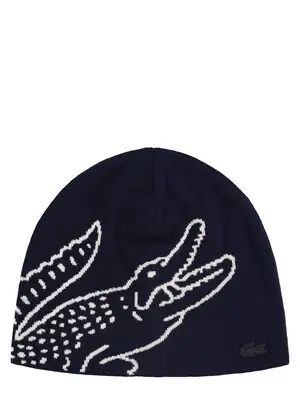 Lacoste Berretto In Lana Con Coccodrillo Jacquard - Blue