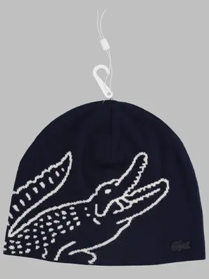 Lacoste Berretto In Lana Con Coccodrillo Jacquard
