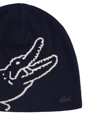 Lacoste Berretto In Lana Con Coccodrillo Jacquard