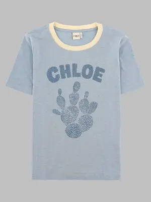 Chloé T-shirt In Cotone Con Stampa - Blue