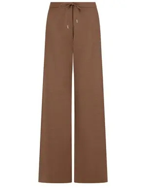 Max Mara Pantalone Jogging In Flanella Di Lana - Brown