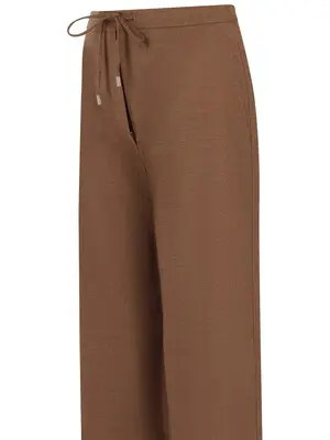 Max Mara Pantalone Jogging In Flanella Di Lana - Brown