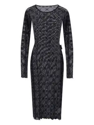 MARINE SERRE Sheer Long-sleeve Midi Dress