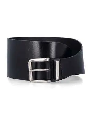 Paloma Wool Wide Leather Belt With Buckle - Nero