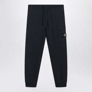 Stone Island Navy Cotton Jogging Trousers With Cargo Pocket And Logo Patch