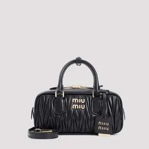 Miu Miu Arcadie Matelassé Nappa Leather Bag - Black