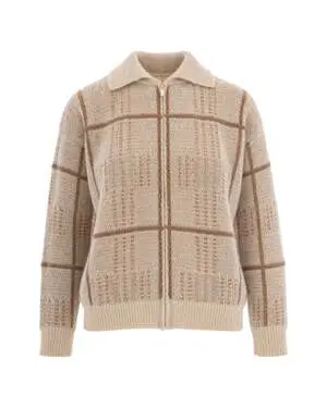 Max Mara Check-pattern Zip-front Knit Cardigan
