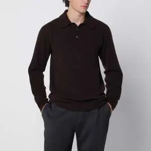 ROBERTO COLLINA Cashmere Polo Shirt With Front Button Placket And Ribbed Cuffs
