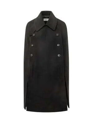 7 For All Mankind Double-breasted Cape Coat - Black