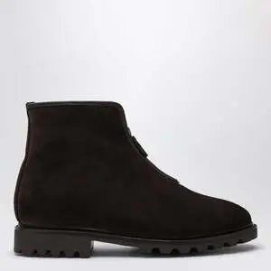 MORJAS The Alpine Boot Pebbled Leather Shearling-lined Ankle Boots With Front Zip - Brown
