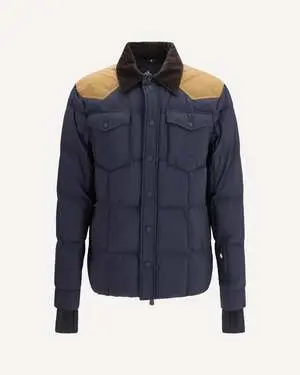 Moncler Geltech Down Ski Jacket With Corduroy Trim - Blue