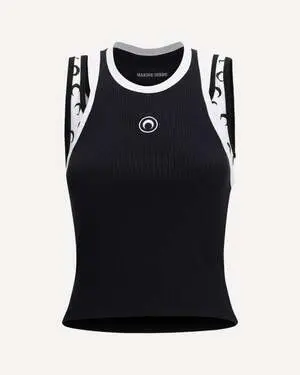 MARINE SERRE Layered Cotton Jersey Tank Top Feale