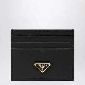 Prada Saffiano Leather Credit Card Holder With Enameled Triangle Logo