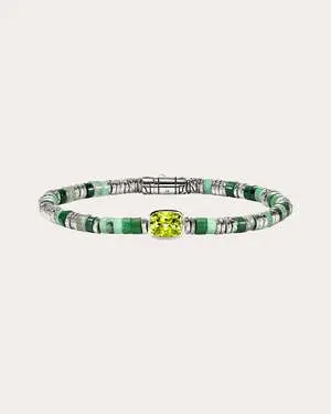 John Hardy Peridot Heishi Gem Bracelet - Silver