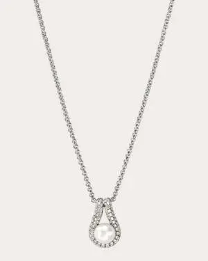 John Hardy Cultured Pearl & Diamond Surf Pendant Necklace - Silver