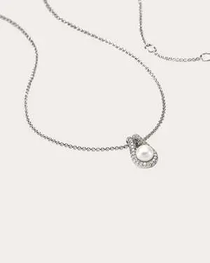 John Hardy Cultured Pearl & Diamond Surf Pendant Necklace