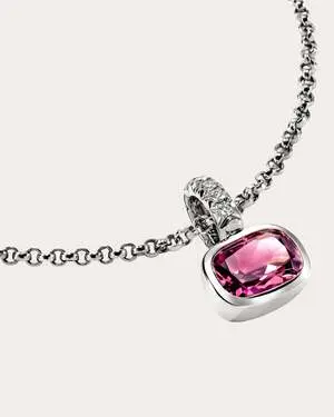 John Hardy Rhodolite & Diamond Heishi Gem Pendant Necklace