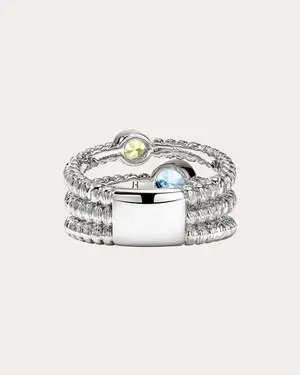John Hardy Blue Topaz & Lemon Quartz Heishi Gem Trio Ring