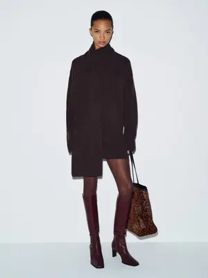 REFORMATION Sophia Cashmere Scarf Mini Dress Brown