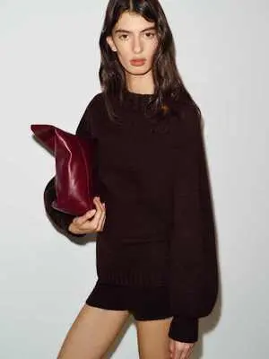 REFORMATION Addison Cashmere Crew Sweater - Brown