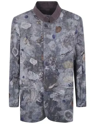 ZIGGY CHEN Jacket Digital Print "stand Collar Blazer - Blue