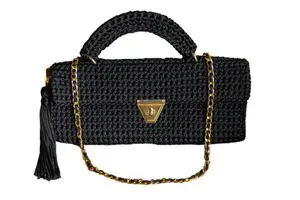 MEERTENS LUXURY East West Macrame Clutch - Black