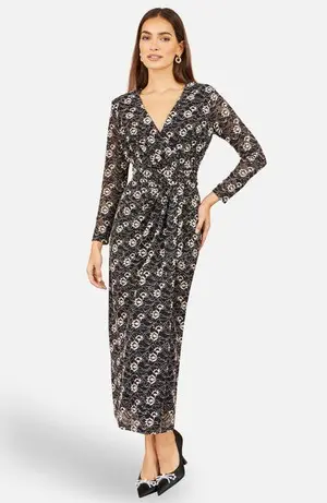 YUMI Brushed Lace Wrap Dress