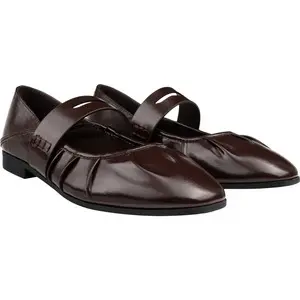 JELAVU Blair Faux Leather Penny Loafer Flat - Coffee
