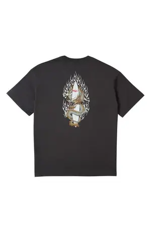 Quiksilver Dragon Slayer Graphic Oversized T-shirt - Phantom