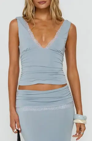 Princess Polly Zespri Lace Jersey Top - Slate