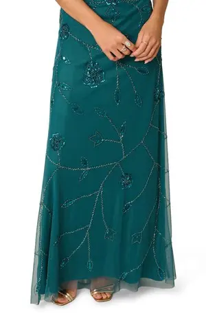 Adrianna Papell Beaded Blouson Gown