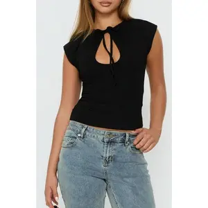 Princess Polly Delectable Tie Detail Cap Sleeve T-shirt