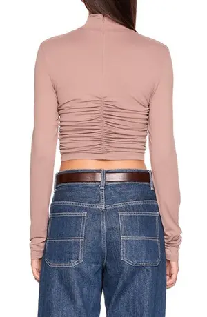 Susana Monaco Mock Neck Ruched Crop Top