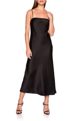 Susana Monaco Satin Slip Midi Dress - Black