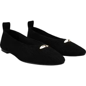 JELAVU Nova Pointed Toe Skimmer Flat - Black