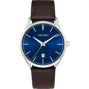 VINCERO The Kairos Leather Strap Watch - Blue