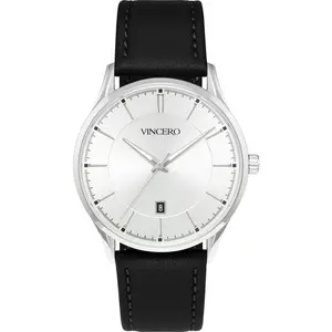VINCERO The Kairos Leather Strap Watch - Silver