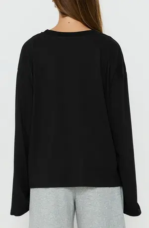 Princess Polly Settle Down Oversized Long Sleeve T-shirt - Black