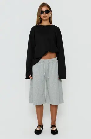 Princess Polly Settle Down Oversized Long Sleeve T-shirt - Black