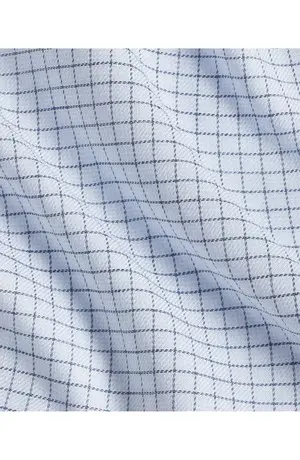 David Donahue Trim Fit Check Cotton & Cashmere Dress Shirt