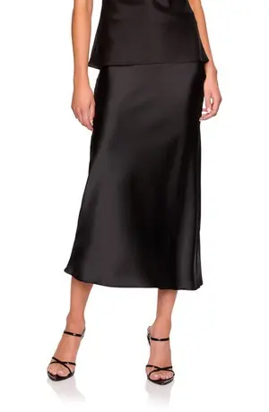Susana Monaco Satin Midi Skirt - Black