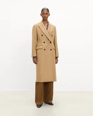 Theory Double-breasted Overcoat In Wool-blend Melton