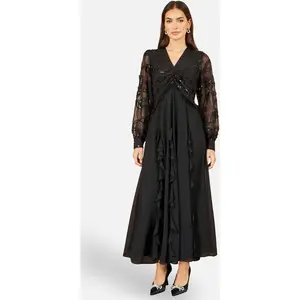 YUMI Sequin Bodice Maxi Dress - Black