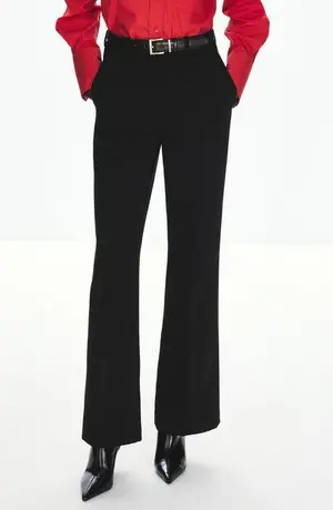 Mango Low Rise Straight Leg Pants - Black