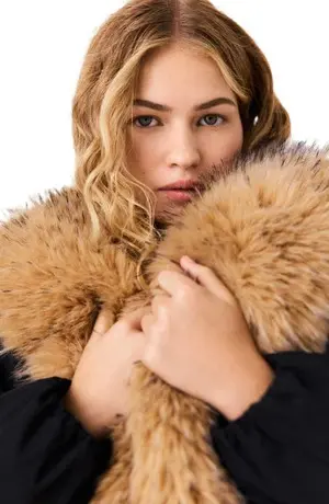 Maje Oversized Faux Fur Collar Parka