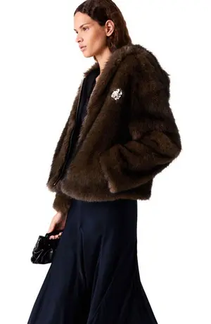Maje Oversized Faux Fur Jacket